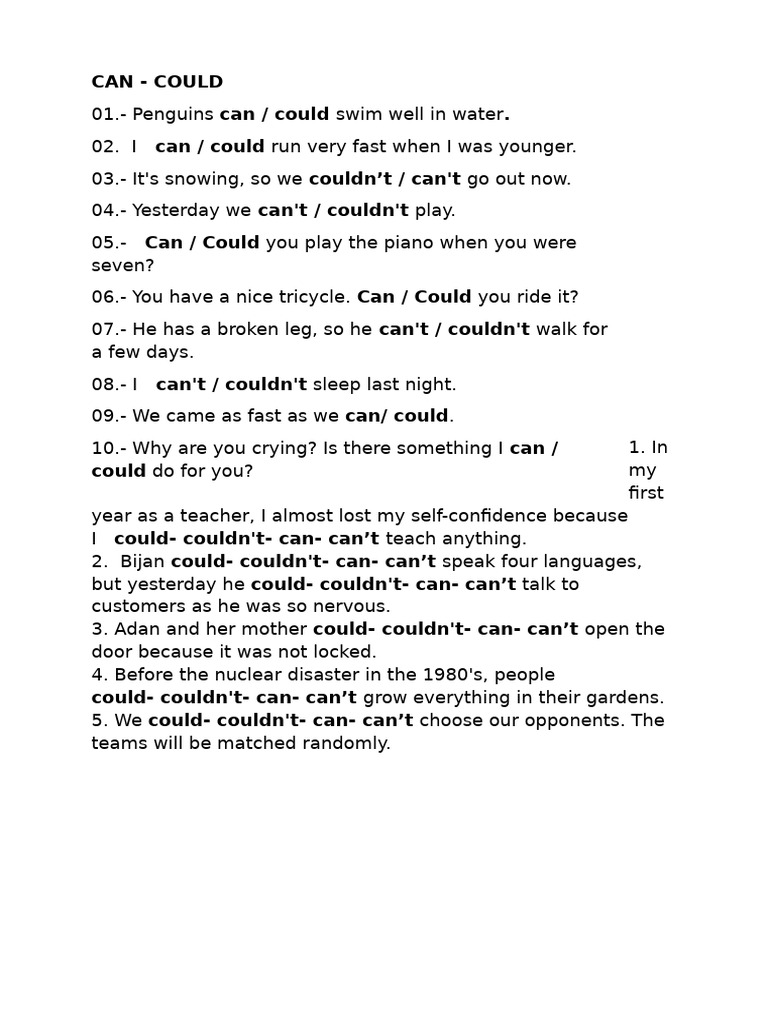 Understanding "Can" and "Could" Usage | PDF