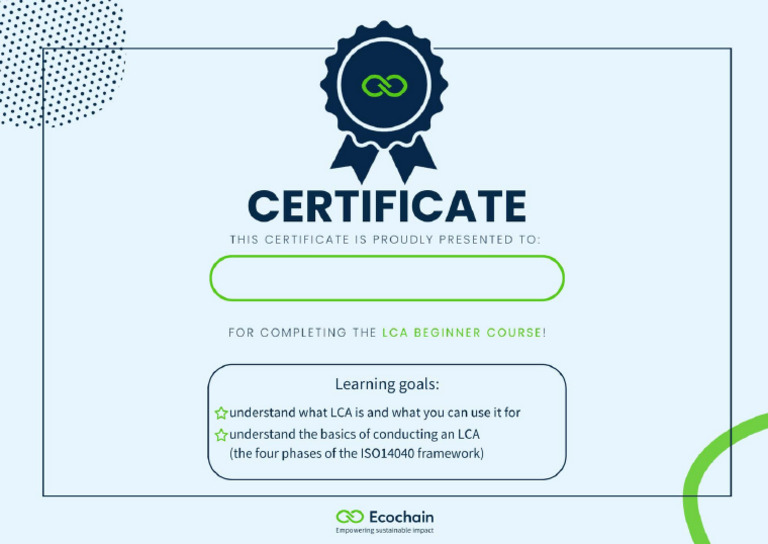Certificate Lca Beginner Course 650c1bdbab37f3064905ea61 | PDF