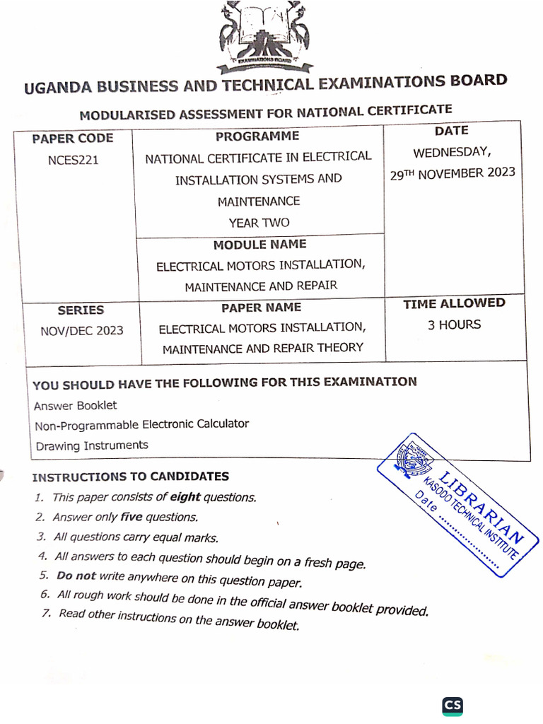 Electrical Past Paper | PDF