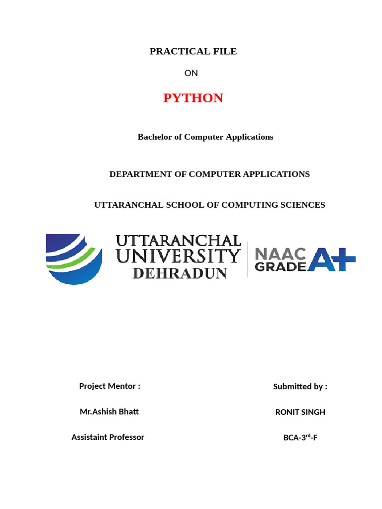 Python Practical File BCA | PDF