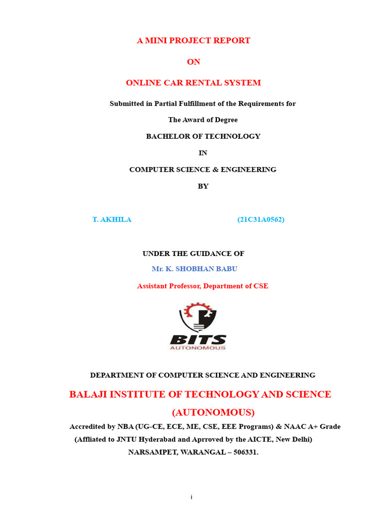 Online Car Rental System Project | PDF | Feasibility Study | World Wide Web