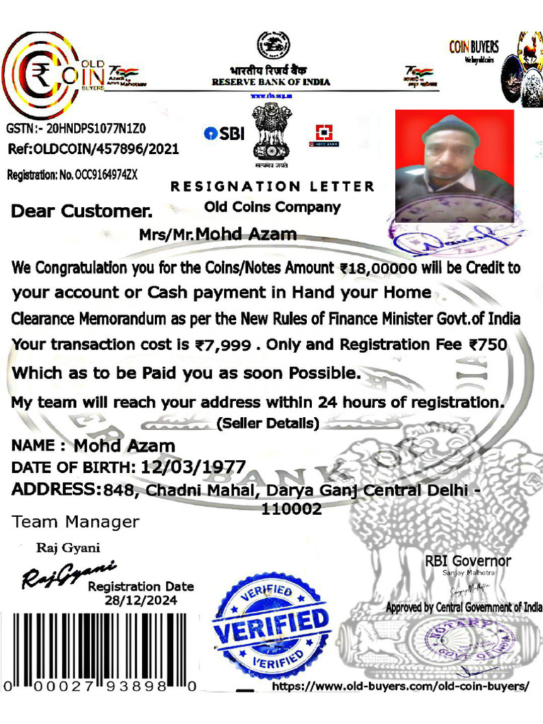 Registration of Mohd Azam | PDF