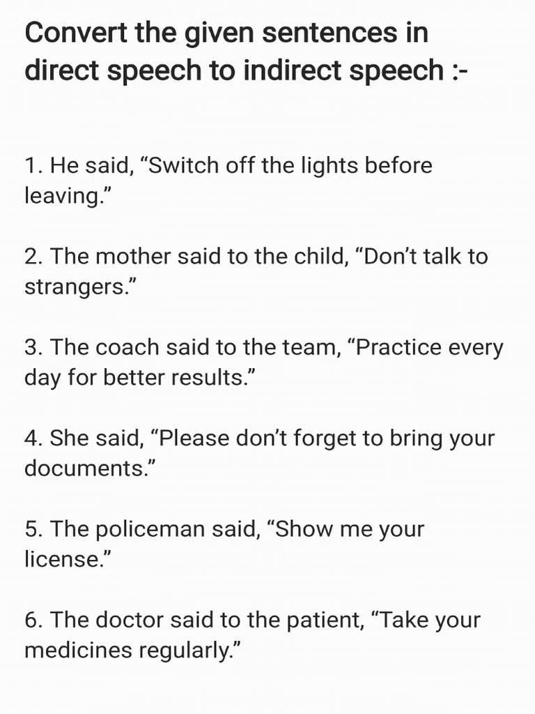 Imperative Sentences in Narration Worksheet - 241204 - 152705 | PDF