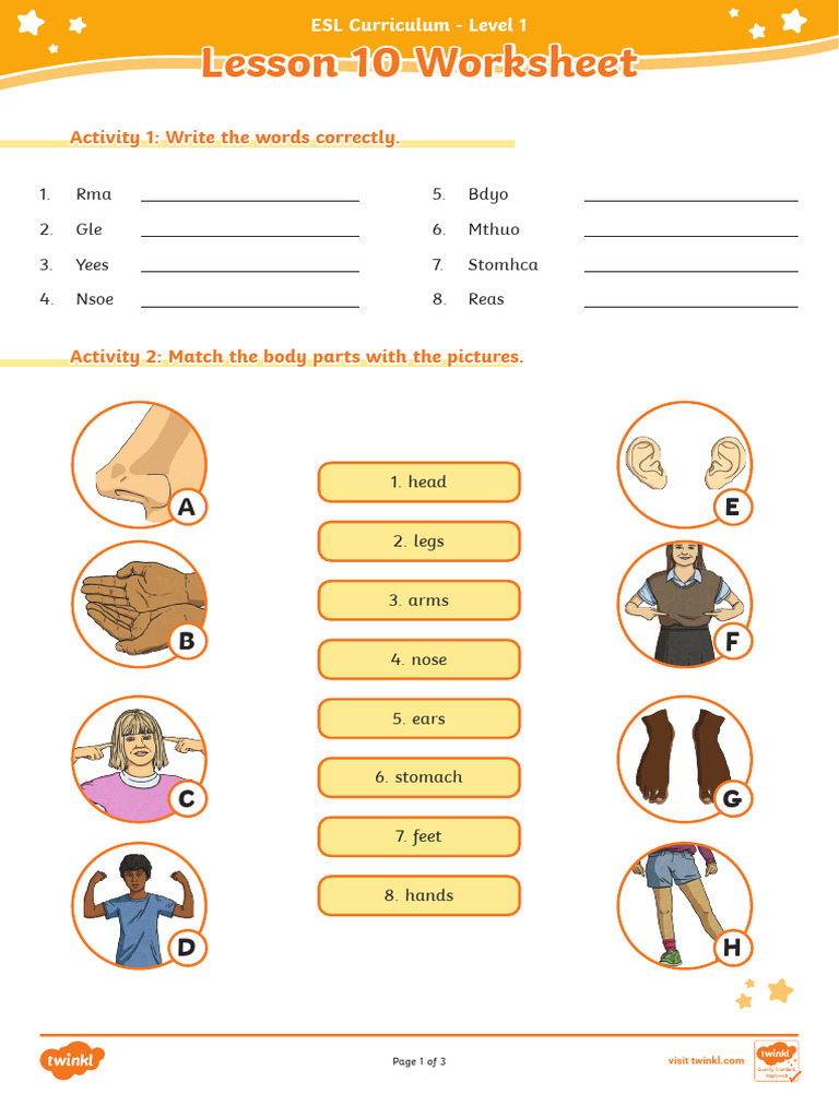 T e 1669977560 Esl Curriculum For Beginners Lesson 10 Worksheet - Ver - 7 | PDF