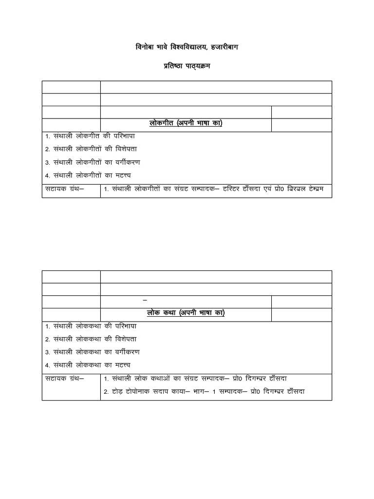 Santhali Course Structure and Papers | PDF