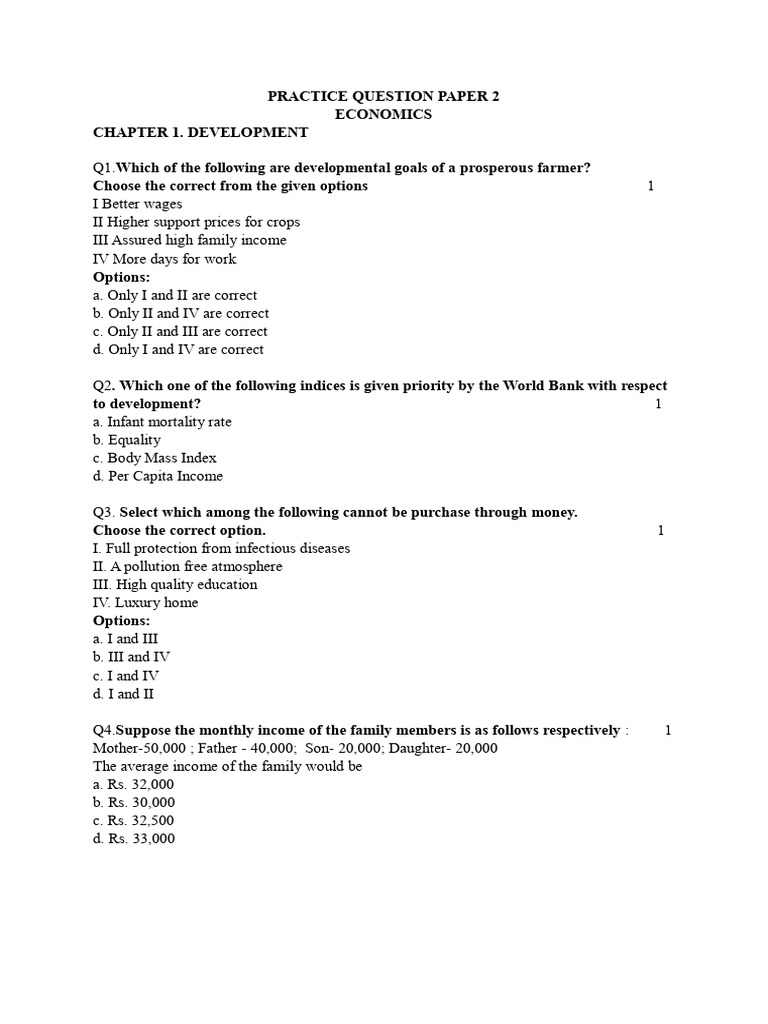 Practice Ques 2 On CH1 Development (Eco) | PDF | Economies