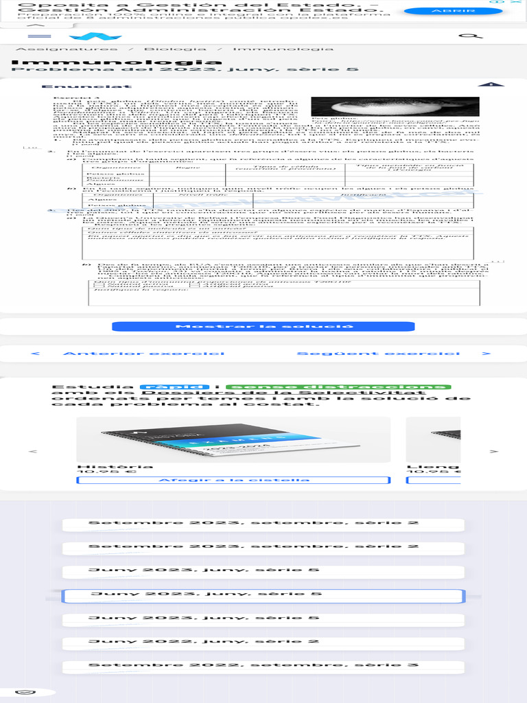 Immunologia Tots Els Problemes Que Han Sortit A La Selectivitat - Examenselectivitat 4 | PDF