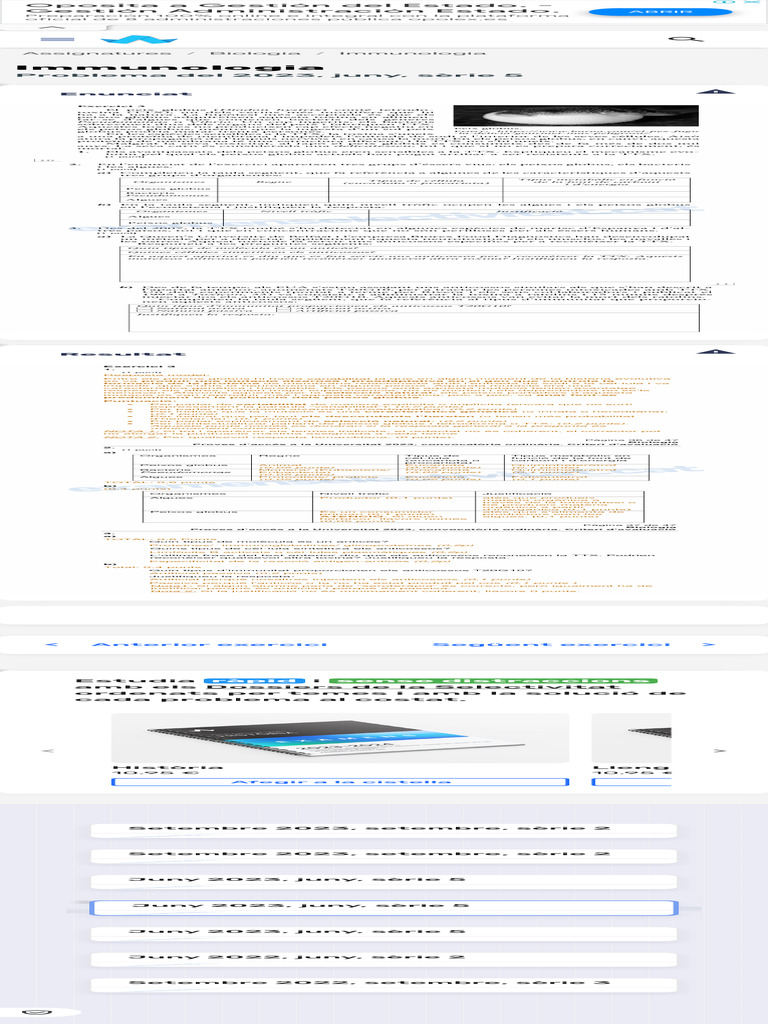 Immunologia Tots Els Problemes Que Han Sortit A La Selectivitat - Examenselectivitat 5 | PDF