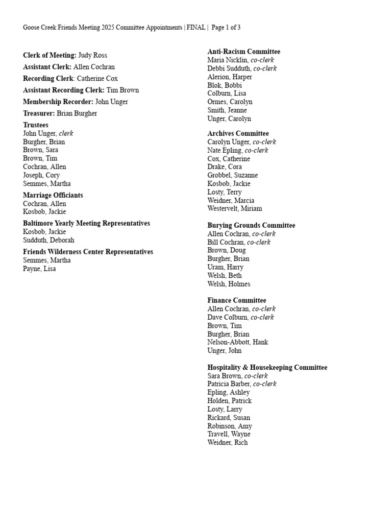 GCFM 2025 Committee Appointments | PDF