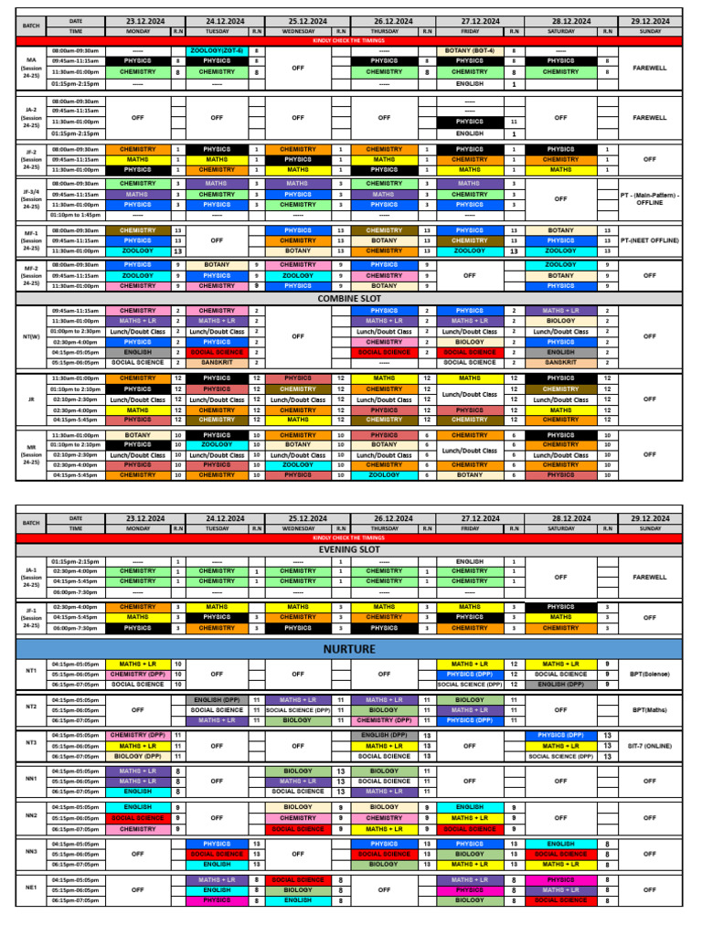 Time Table Format - 23122024 | PDF