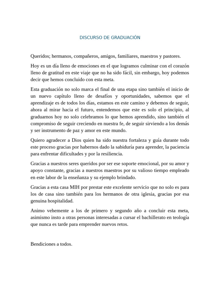Discurso de Graduación y Nuevos Retos | PDF