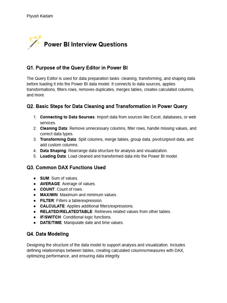 PowerBI_Interview_Que_Piyush | PDF | Microsoft Excel | Data