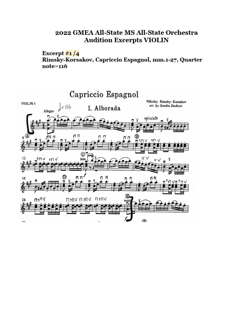 2022 GMEA All-State Orchestra Excerpts | PDF | Double Bass | Cello