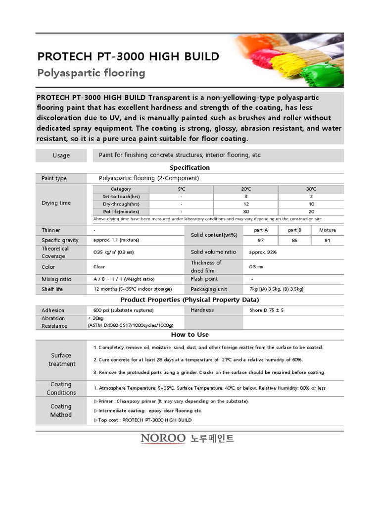 Protech PT 3000 High Build TDS | PDF | Paint | Secondary Sector Of The ...