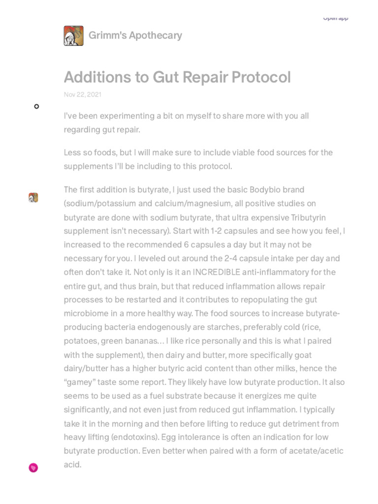 Additions To Gut Repair Protocol - Patreon | PDF | Arginine