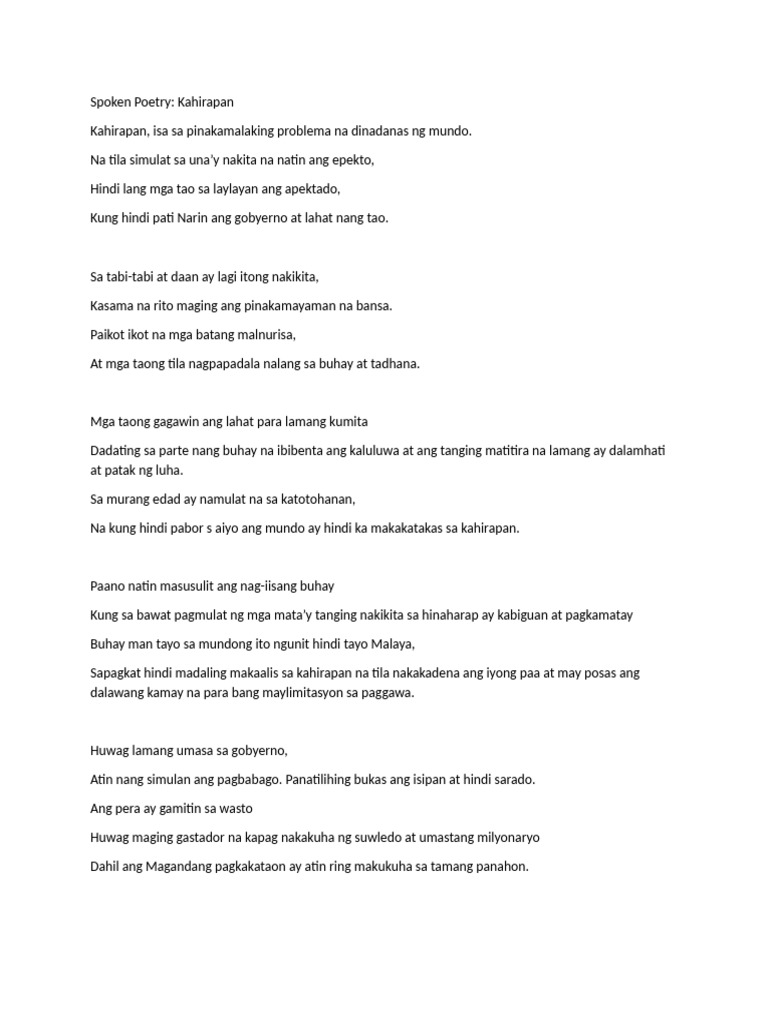 Spoken Poetry | PDF