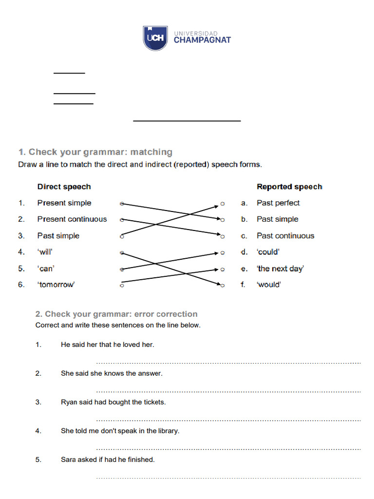 Assignment Reported Speech 2024 - Giuliana Diaz | PDF