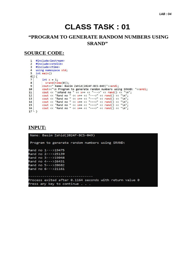 PF Class Tasks | PDF