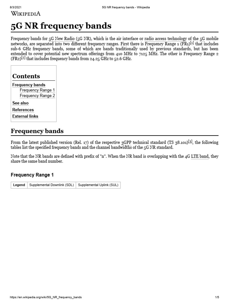 5G NR Frequency Bands - Wikipedia | PDF | Duplex (Telecommunications ...