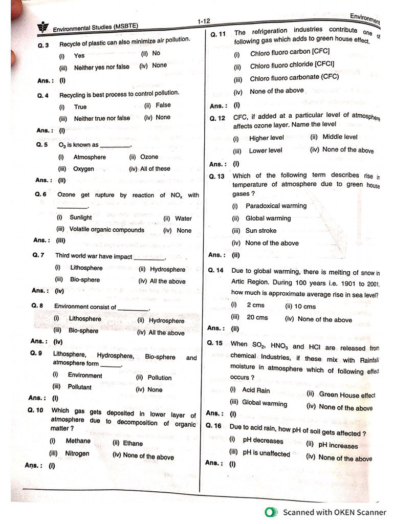 Environment(MCQ) | PDF