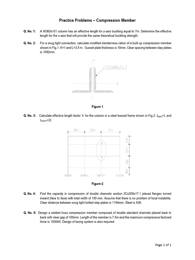 Practice Problems - Compression Member | PDF