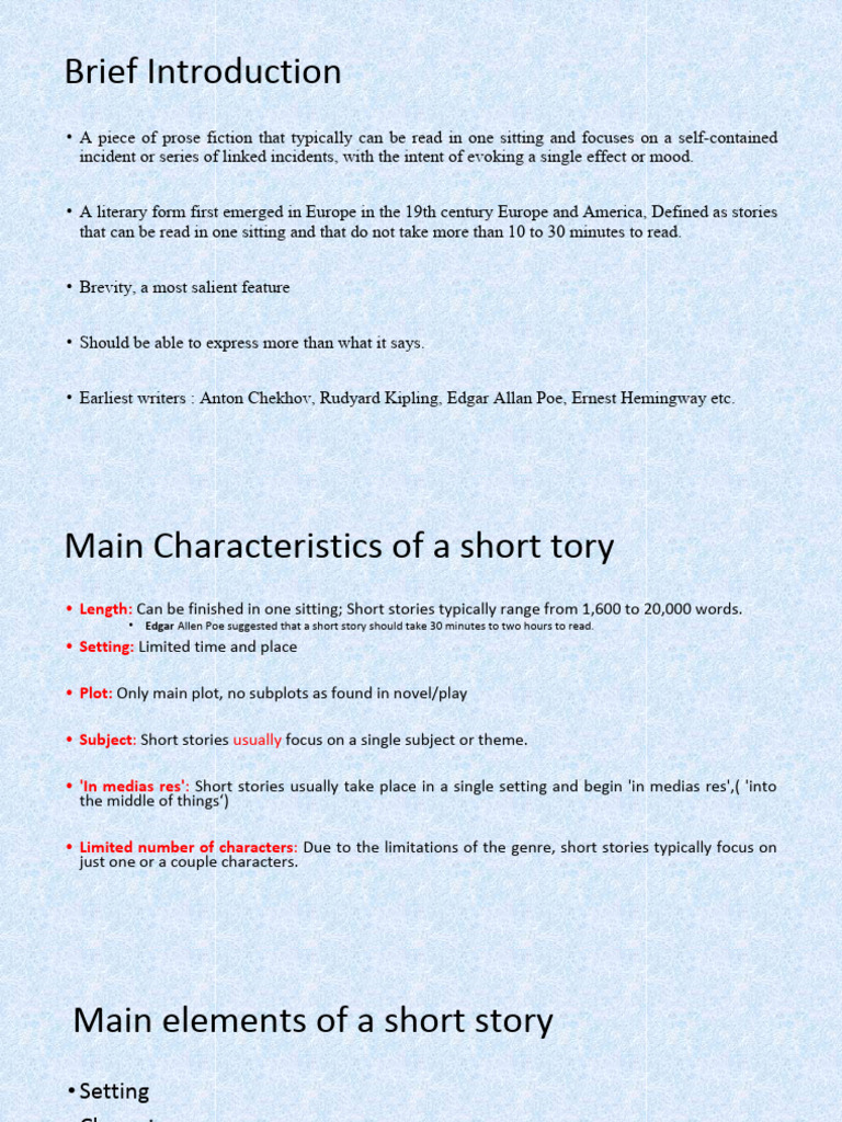 Short story slide | PDF | Short Stories | Plot (Narrative)