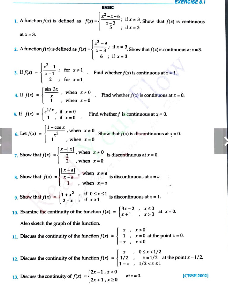 CONTINUITY CLASS 12 ? | PDF