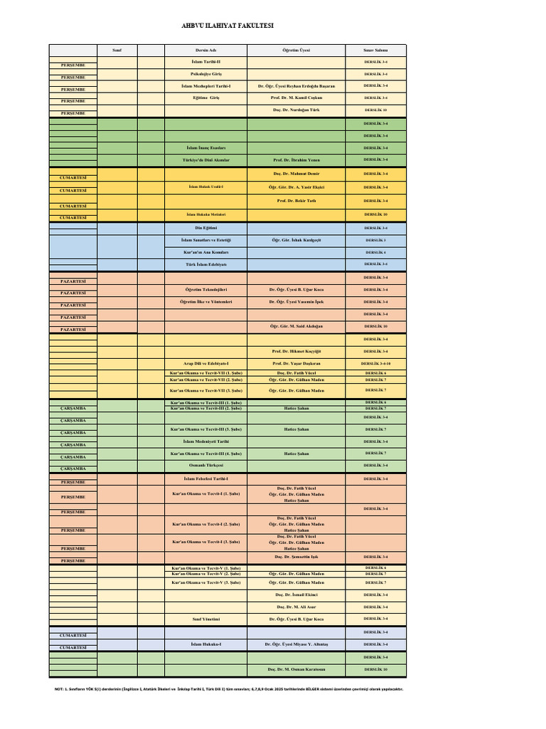 2024-2025 Güz Dönemi Final Sinav Programi | PDF