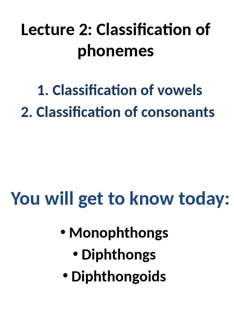 classification of vowels | PDF | Vowel | Consonant