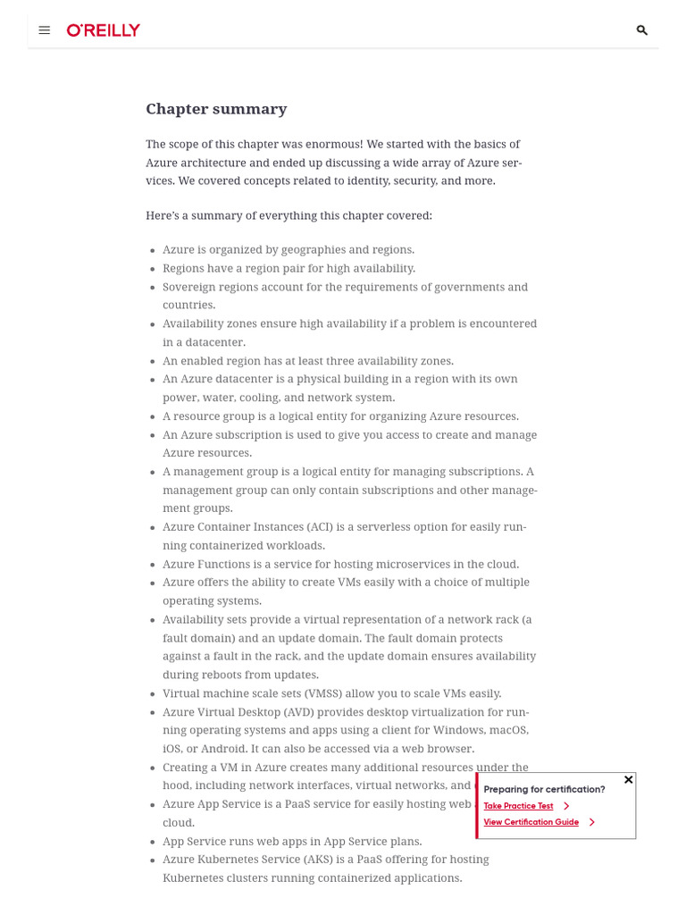 2chapter Summary - Exam Ref AZ-900 Microsoft Azure Fundamentals, 3rd Edition | PDF | Microsoft ...