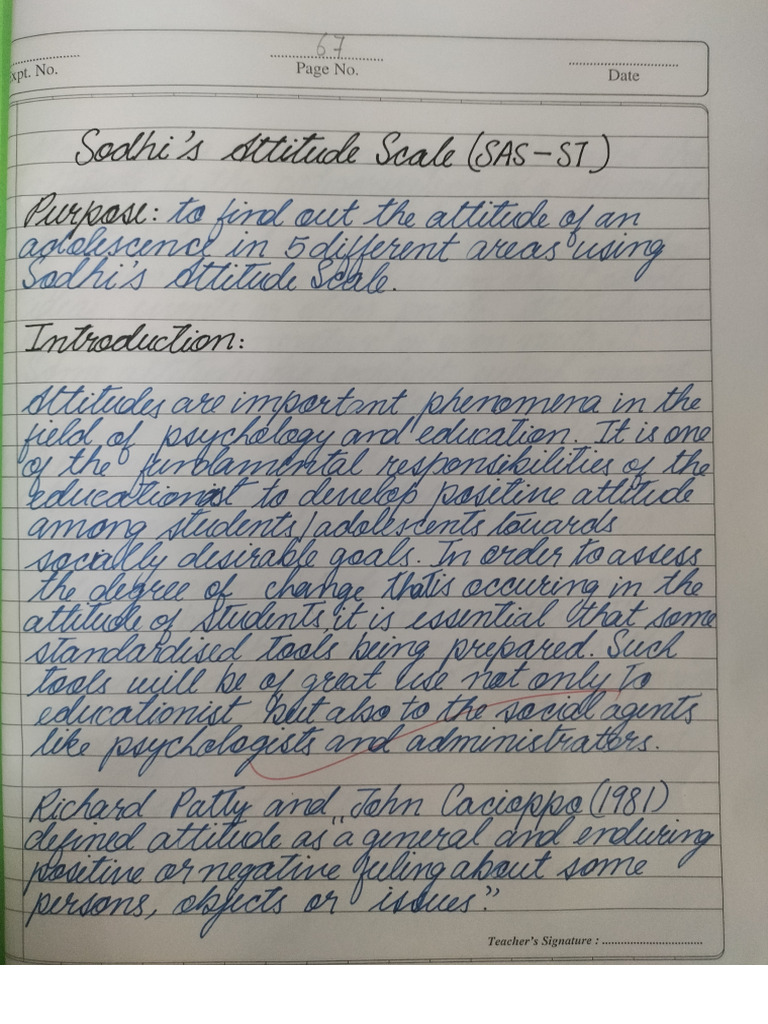 Sodhis Attitude Scale | PDF