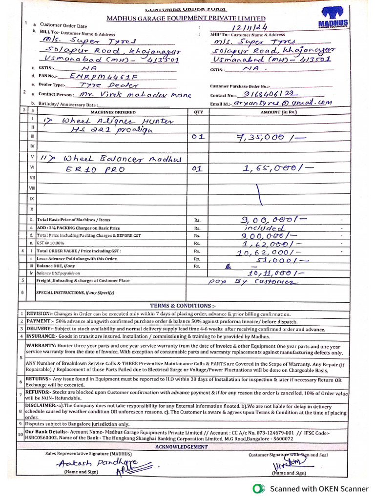 Super Tyres Order Form | PDF