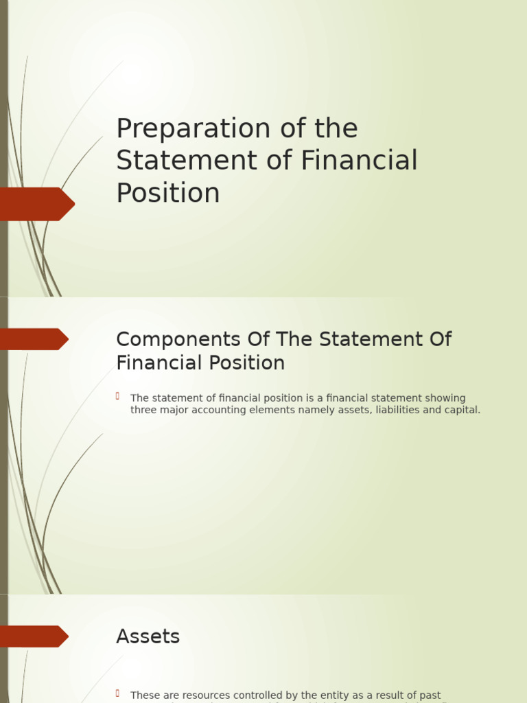 Preparation of The Statement of Financial Position | PDF | Balance ...