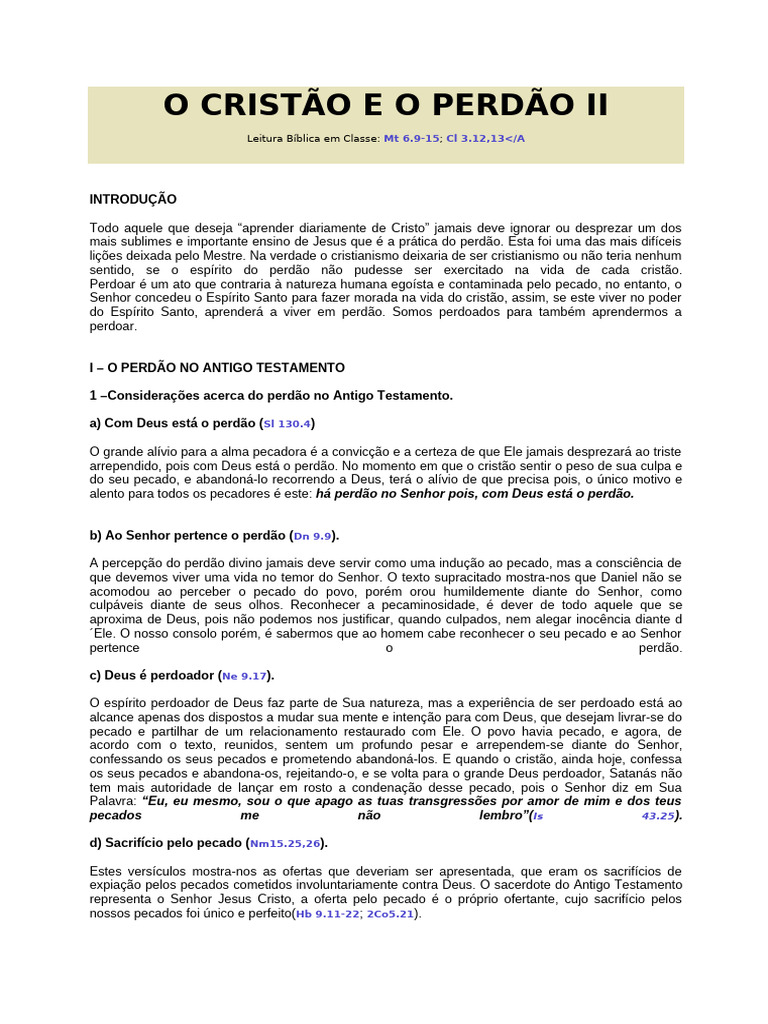 O Perdão na Perspectiva Cristã | PDF