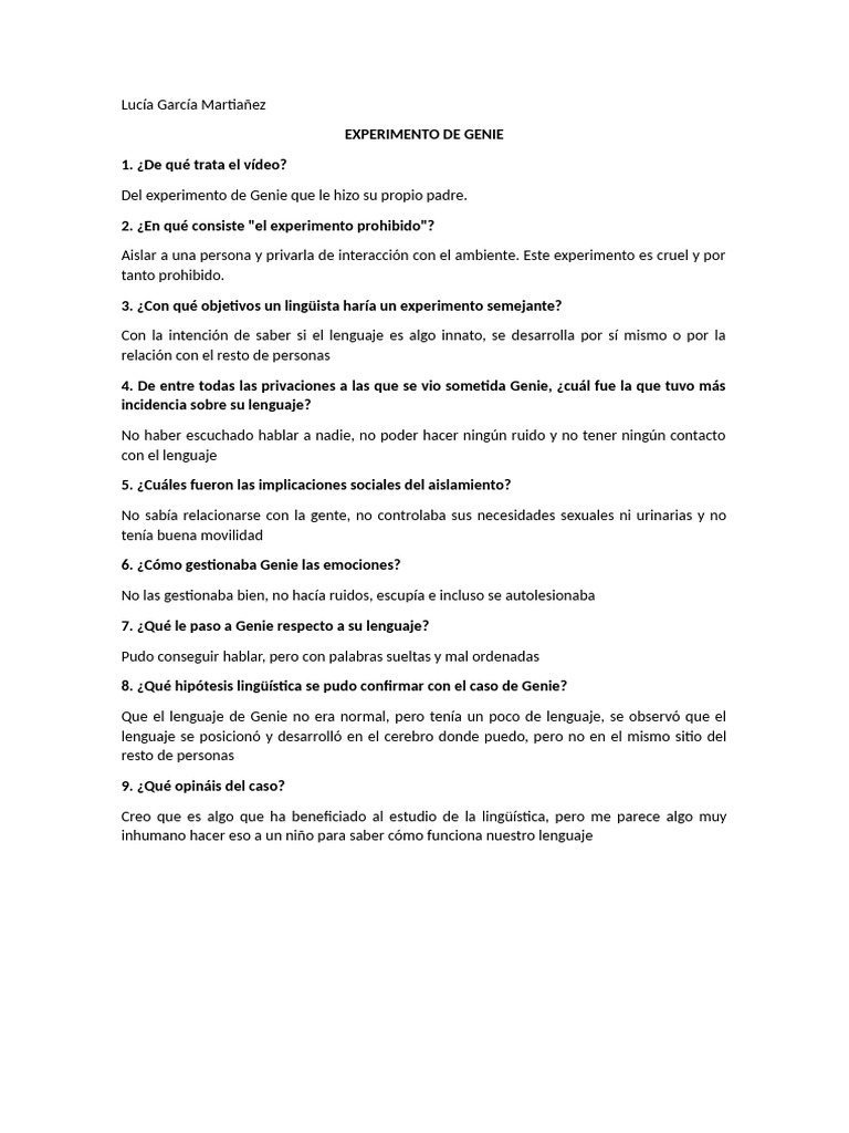 Experimento de Genie | PDF