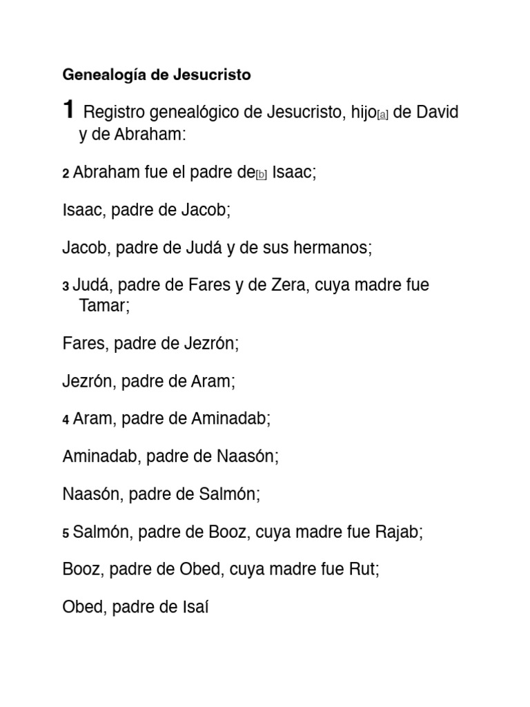 Mateo 1 | PDF | María, madre de Jesús | Natividad De Jesus
