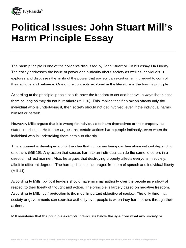 Political Issues John Stuart Mills Harm Principle | PDF ...
