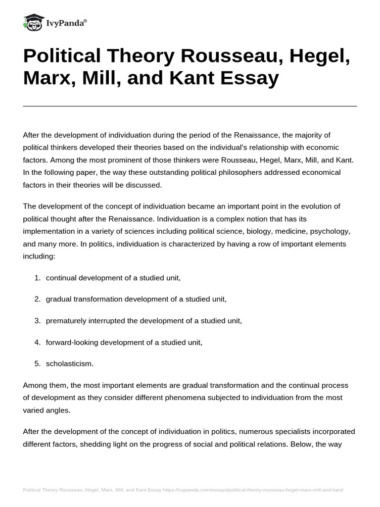 Political Theory Rousseau Hegel Marx Mill and Kant | PDF | Political ...