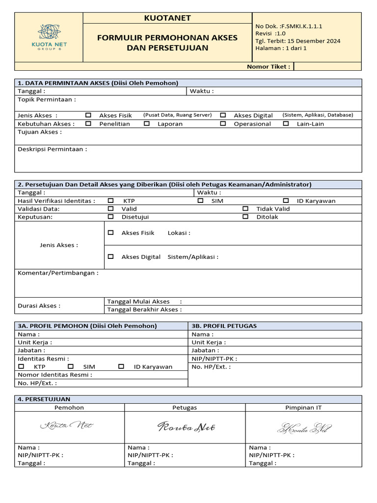 Formulir Permohonan Akses Kuotanet | PDF