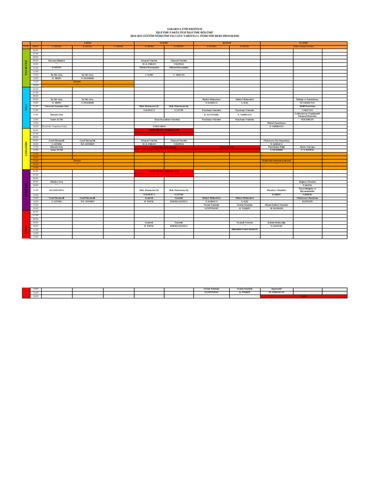 2024-2025 Isletme Ders Programi | PDF