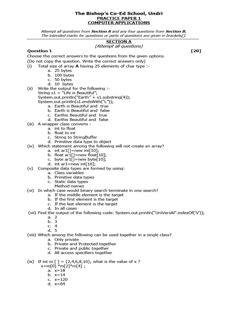 CLASS 10 - PRACTICE PAPER 1 - 2022-23 - COMP APP | PDF | String (Computer Science) | C ...