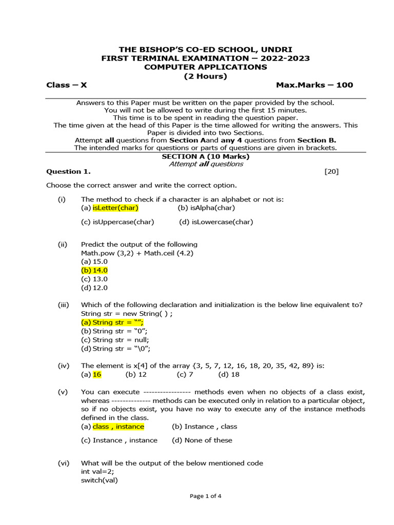 Class X Computer Applications Exam | PDF | Software Development ...