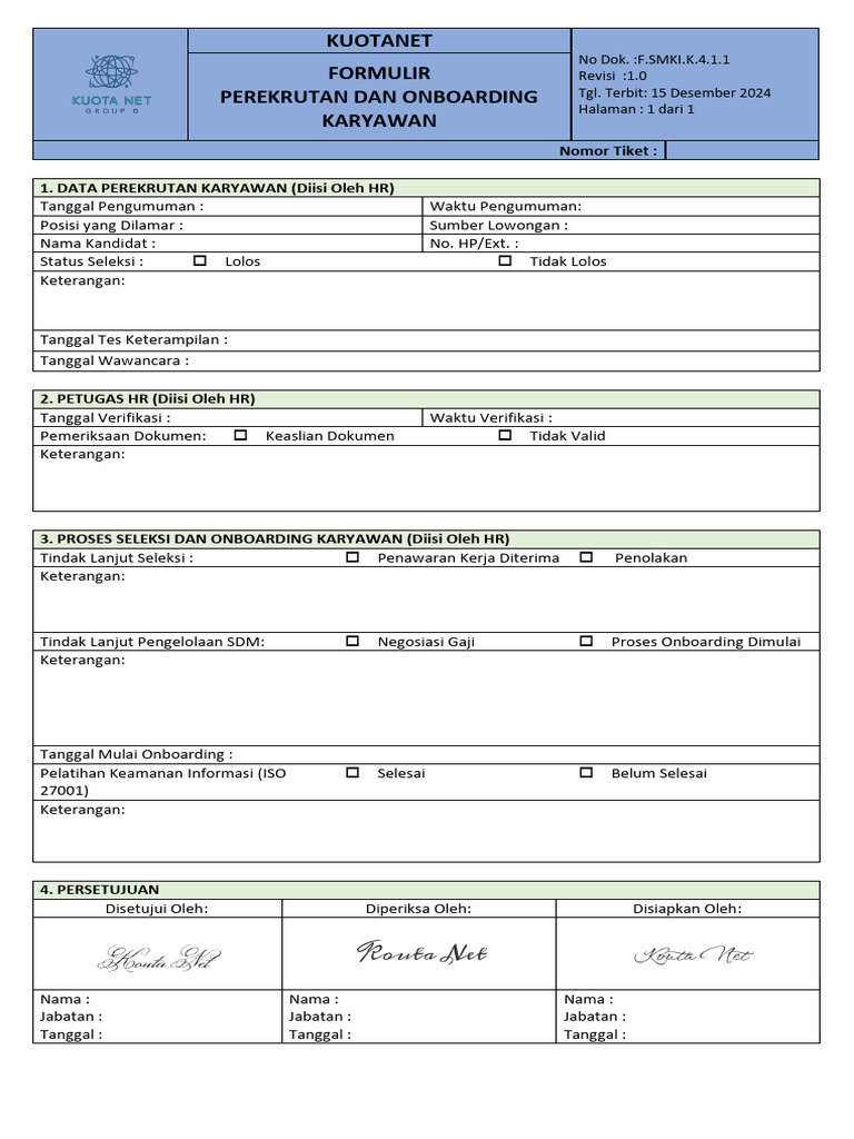 Formulir Pengelolaan SDM 1 | PDF