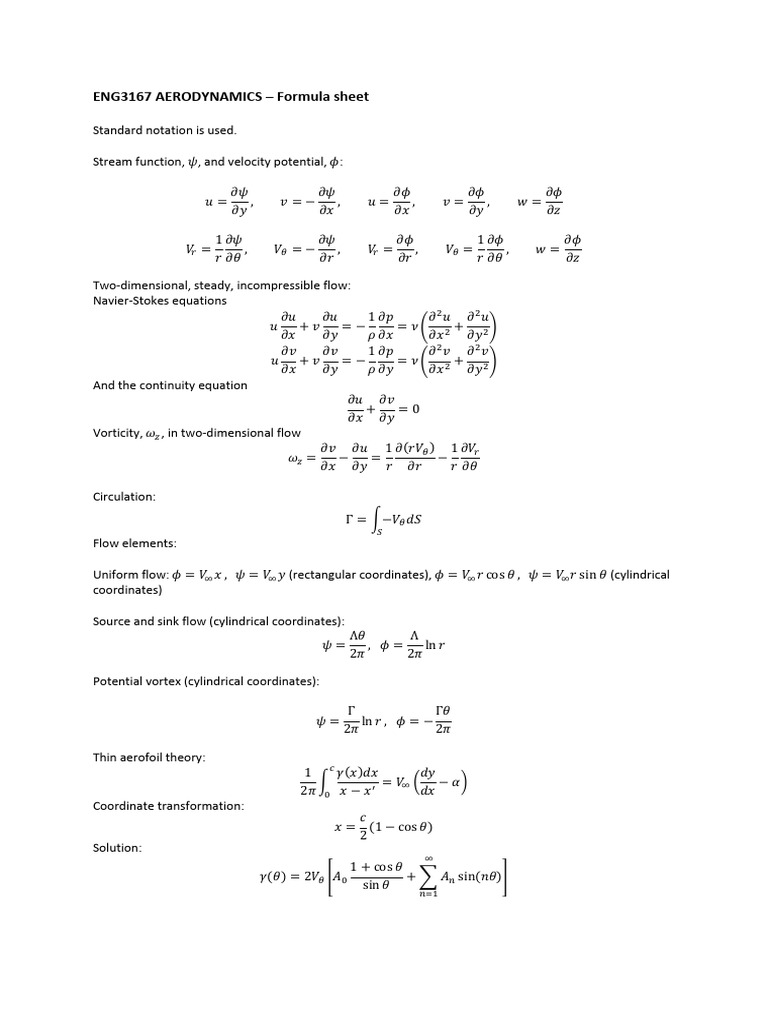 Formula Sheet | PDF | Dynamics (Mechanics) | Applied And Interdisciplinary Physics