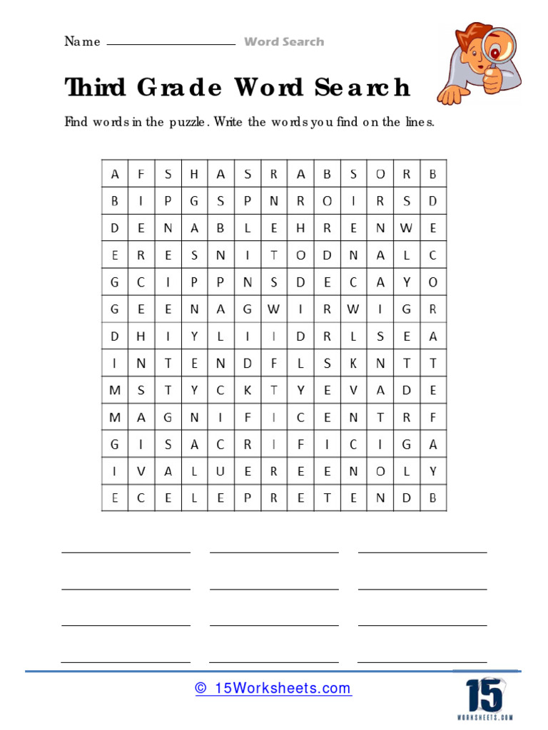 Third Grade Word Search: Na Me | PDF
