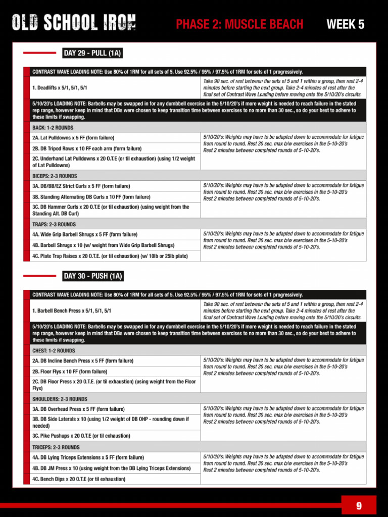 Old School Iron Workouts Month 2 | PDF