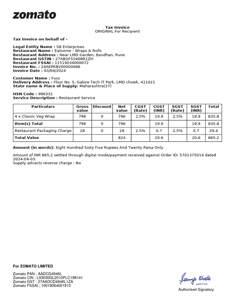 Invoice_5701375014 | PDF | Public Finance | Taxation