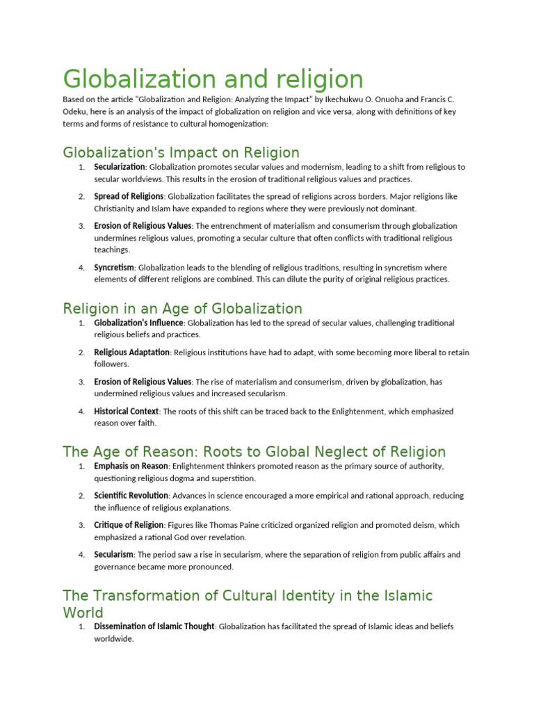 Globalization and religion | PDF | Islamophobia | Discrimination & Race ...