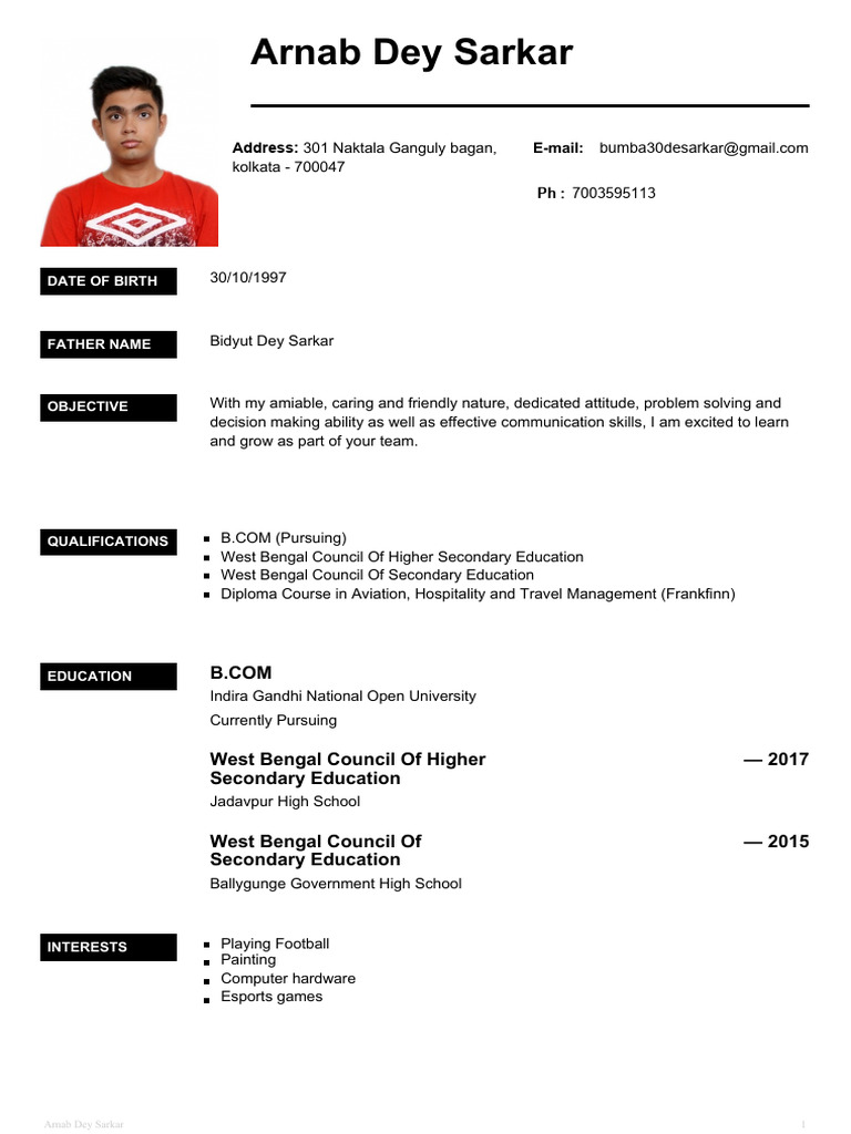 CV (Arnab Dey Sarkar) | PDF