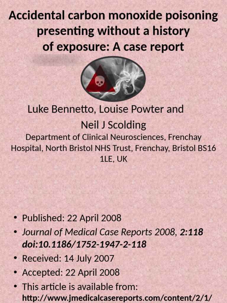 Carbon Monoxide Poisoning Case Study | PDF | Coma | Medical Diagnosis